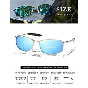 AEVOGUE Polarized Sunglasses For Men Rectangle Metal Frame Retro Sun Glasses AE0395 (2 Pack/Silver Frame Grey Lens+Silver Frame Blue Lens, 59)