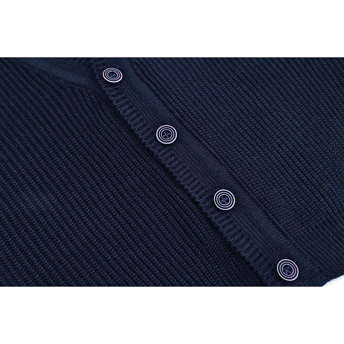 Lilax Baby Boys Basic Long Sleeve V-Neck Classic Knit Cardigan Sweater 12-18 Months Navy