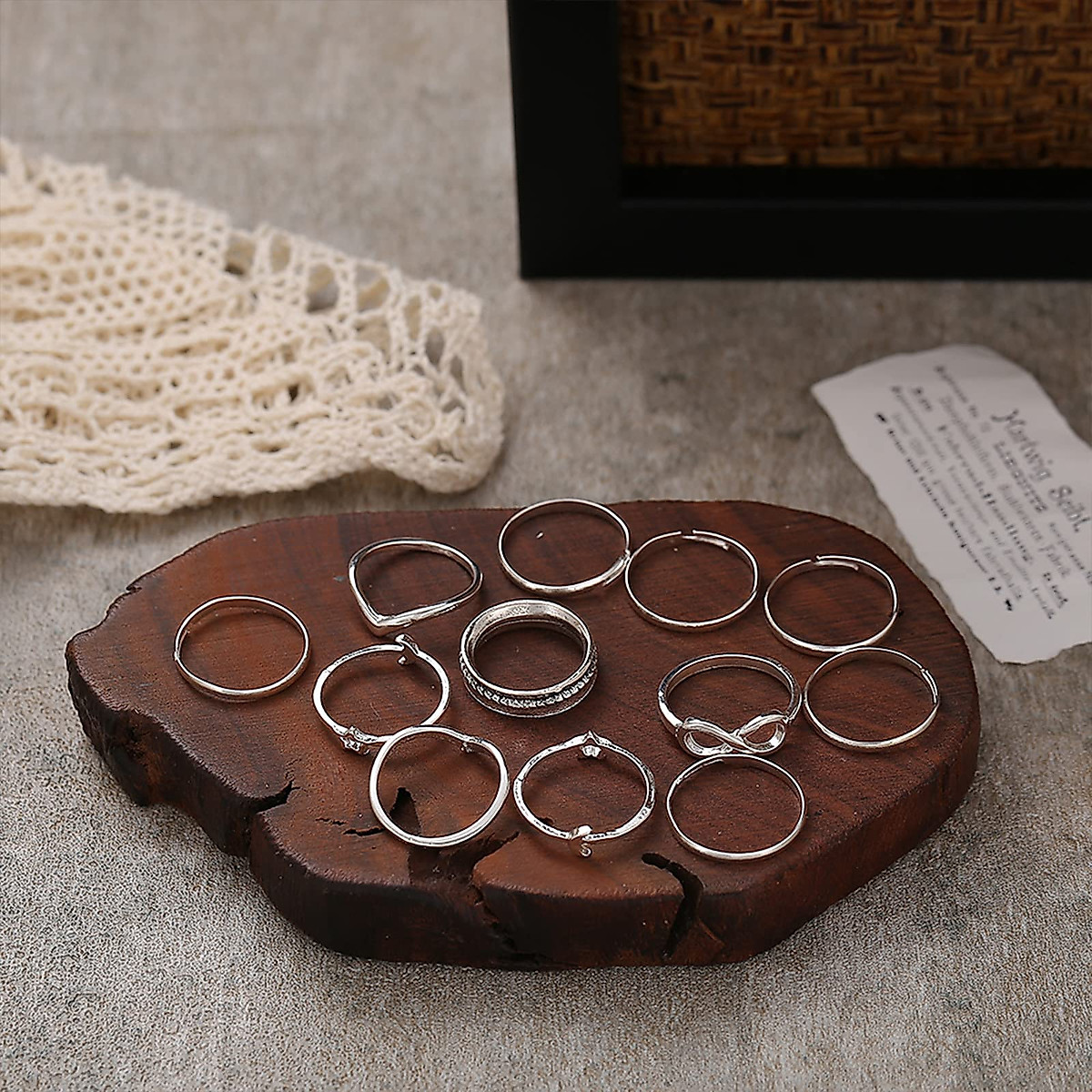 Long tiantian Sterling Silver Stackable Rings for Women Non Tarnish Trendy Stacking Rings Sets Vintage Knuckle Rings Stocking Stuffers for Christmas Gifts