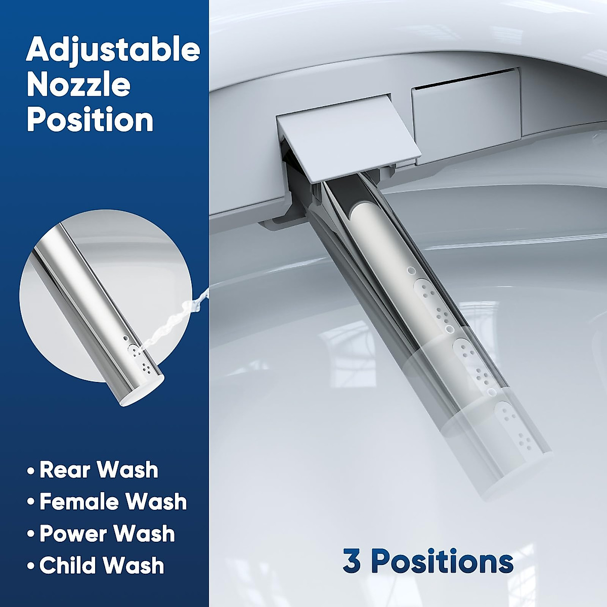 FVZ Bidet Toilet Seat Elongated Smart Heated Toilet Seat with Warm Water & Dryer, Feminine & Child Wash, Self-Clean Stainless Steel Nozzle, Adjustable Water Pressure, Slow Close Lid