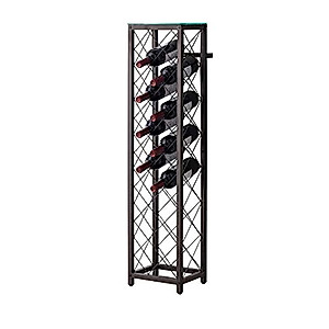 Kings Brand Furniture – Metal with Glass Top Shelf Freestanding Wine Rack Storage Tower - Holds 13 Bottles - Pewter Finish