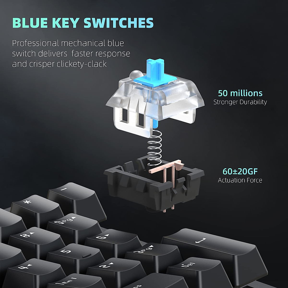 Xooec AK33-Pro Mechanical Gaming Keyboard RGB LED Rainbow Backlit Wired Keyboard with Blue Switch 100% Anti-Ghosting Keyboards for Windows Gaming PC/MAC