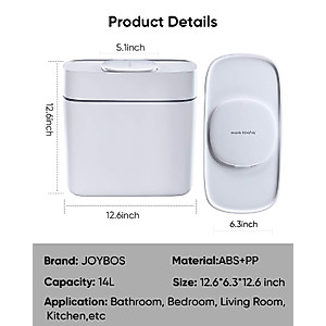 JOYBOS Small Bathroom Trash Can with Lids, 3 Gallon Garbage Can with a Lid, Mini Wastebasket for Bedroom, Slim Plastic Waste Bin Between Wall & Toilet, Suit for RV, Living Room, Office, Laundry
