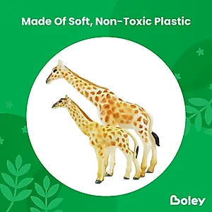 Boley Jungle Safari Animal Set - 12-Piece Detailed Wildlife Figures for Educational Play - Durable Kids Toys Including Elephants, Giraffe, Lion, Tiger, Zebra - Ideal for Party Favors & Classroom