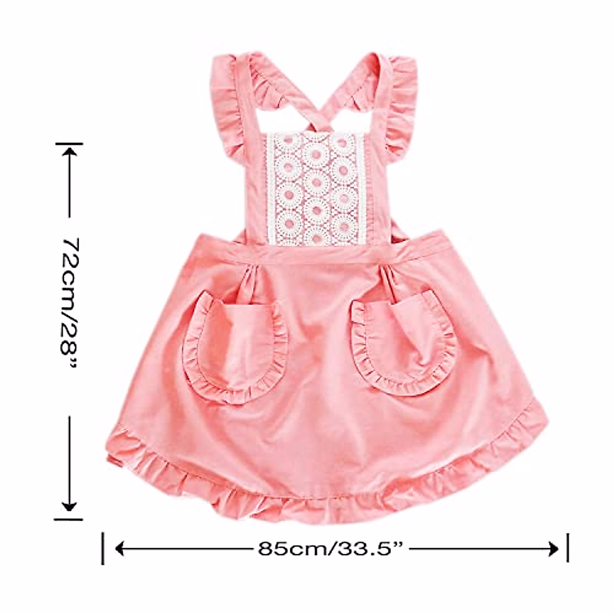 Cute Retro Apron Vintage Ruffle Kitchen Cooking Apron with Pockets for Women Pink
