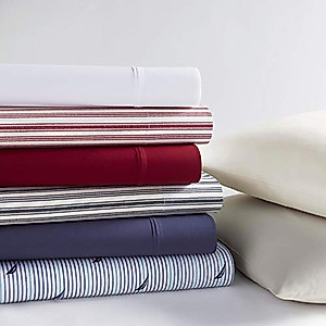 Nautica - Twin Sheets, Cotton Percale Bedding Set, Dorm Room Essentials (Solid White, Twin)