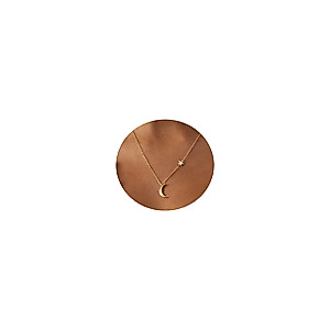Tasiso Dainty Moon and Star Pendant Necklace Gold Crescent Moon Necklace Delicate Tiny Star Charm Necklace Minimalist Jewelry for Women 46cm