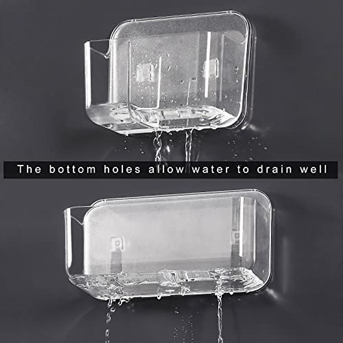 Ettori 3 Pack Shower Caddy,Soap Dish and Toothbrush Holder,Wall Mounted Rustproof Plastic Shower Storage for Inside Shower and Bathroom Shower Accessories-Clear