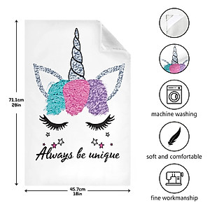 Tarity Cute Unicorn Kitchen Towels Set of 4 Pack Soft and Absorbent Dish Towels 28x18 in Large Cleaning Cloth Hand Towels with Hanging Loop Polyester Tea Towels Dish Rags