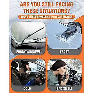 Car Heater,12V 150W Portable Car Heater Defroster Fans, 2 in 1 Heating & Cooling Fast Heating Defrost Defogger with Plug in Cigarette Lighter, Window Defroster for Car, SUV, Jeeps, Trucks, Black