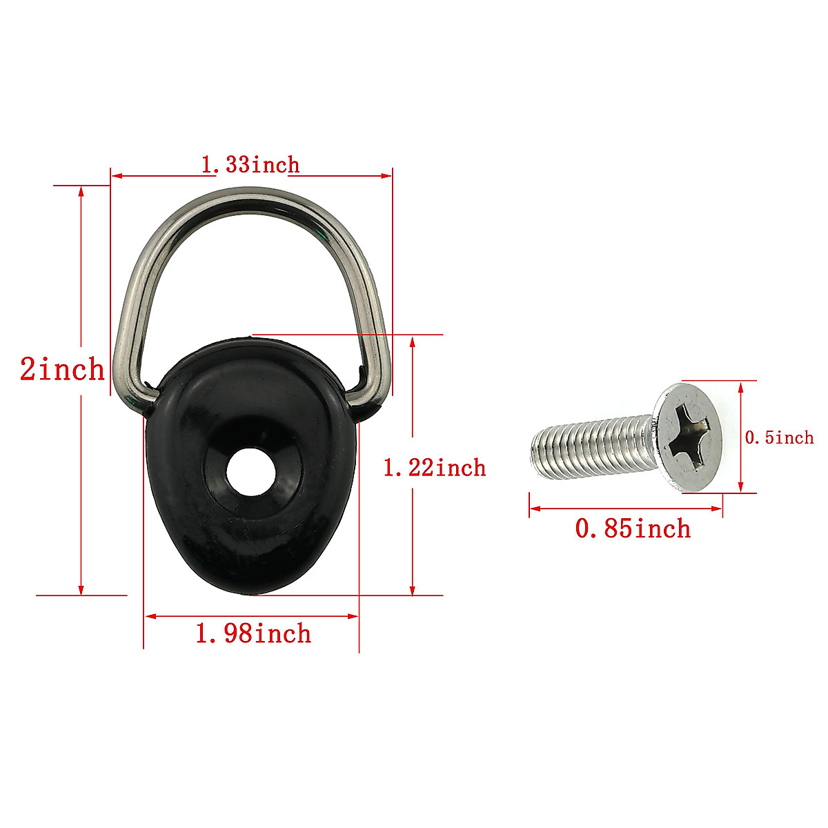 HJ Garden 6 Sets Kayak Fishing Rigging Round D-Ring Buckle Elastic Rope Pull Buckle for Fishing Boat Backrest Hook Surfboard Accessories