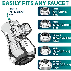 Heavy-Duty Faucet Sprayer Attachment - Leak-Proof Sink Hose Sprayer w/ 5 Adapters & Diverter Valve - 79” Recoil Hose with 2 Spray Modes - Ideal for Kitchen, Tub, Bathroom, Garden, Pets