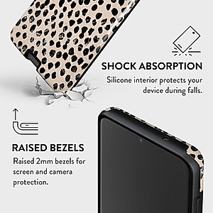 BURGA Phone Case Compatible with Samsung Galaxy S20 - Hybrid 2-Layer Hard Shell + Silicone Protective Case -Black Polka Dots Pattern Nude Almond Latte - Scratch-Resistant Shockproof Cover
