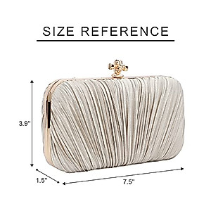 Freie Liebe Clutch Purses for Women Evening Bag Pleated Crossbody Purses Shoulder Bag with Chain Gold/Black/Silver