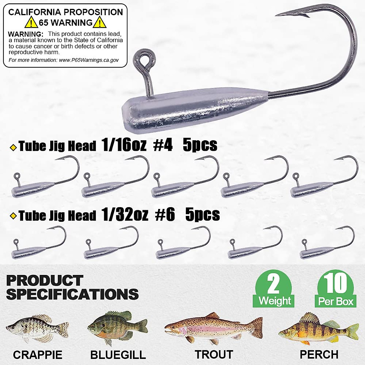 Tube Bait Crappie Lures Tube Jigs Heads Panfish Kit Crappie Bait Fishing Lure Gear Small Soft Plastic Worm Baits for Freshwater Pan Fish Trout Tackle Set Bluegill 130 Piece Kits 120 Bodies 10 Jigheads