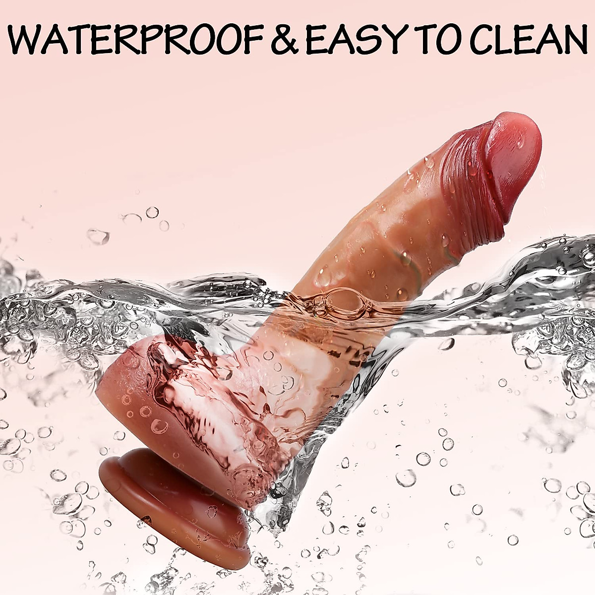 2'' Diameter Huge Realistic Silicone Dildo, 9.5'' Big Anal Dildo with Hyper-Realistic Veins Suction Cup, Dual Density Lifelike Dildo Fake Penis with Curved Shaft and Balls Adult Sex Toys for Women