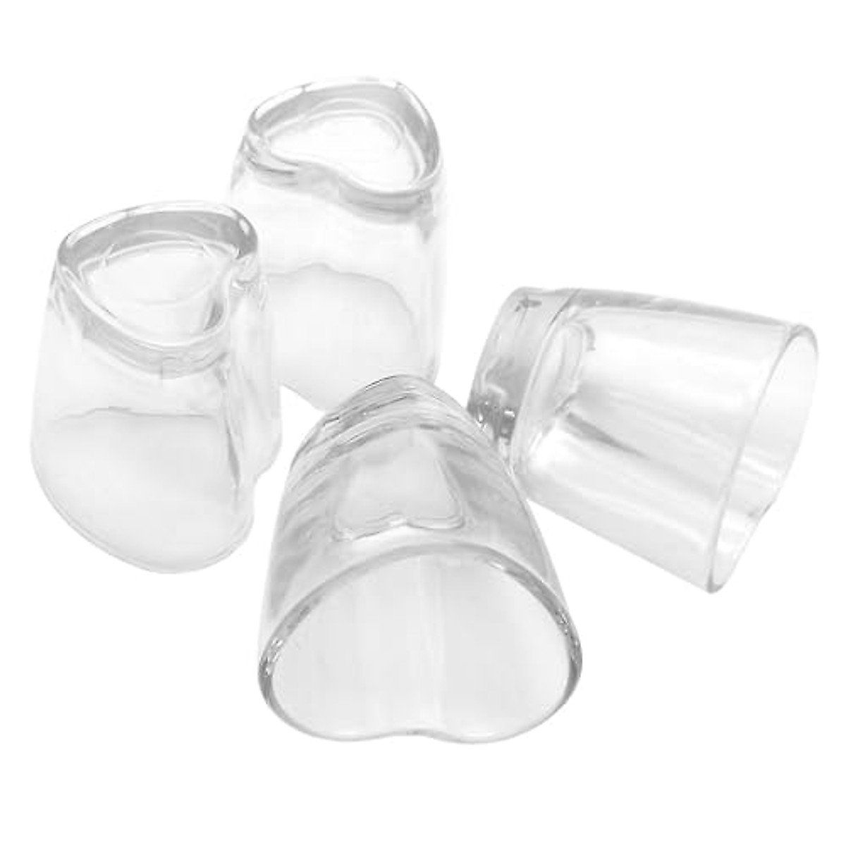 Heart Soju Shot Glasses Set Set of 4 and Silicone Rubber Bottle Caps 4Pcs 1.7 oz, Korean Soju, Whiskey, Tequila, Vodka, Espressos, Desserts, Party Decorations, Clear Glass (Heart)