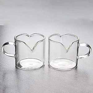 BCnmviku Shot Glasses Espresso Parts Double Spouts Milk Cup Clear Glass (Clear Glass-2Pack)