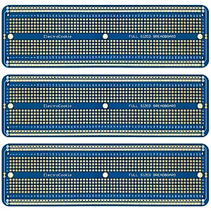 ElectroCookie Solderable Breadboard Large PCB Board for Electronics Projects Compatible for DIY Arduino Soldering Projects, Gold-Plated (3 Pack, Blue)