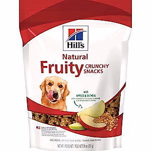 Hill's Natural Dog Treats Crunchy Fruity Snacks with Apples & Oatmeal, Healthy Dog Snacks, 8 oz. Bag