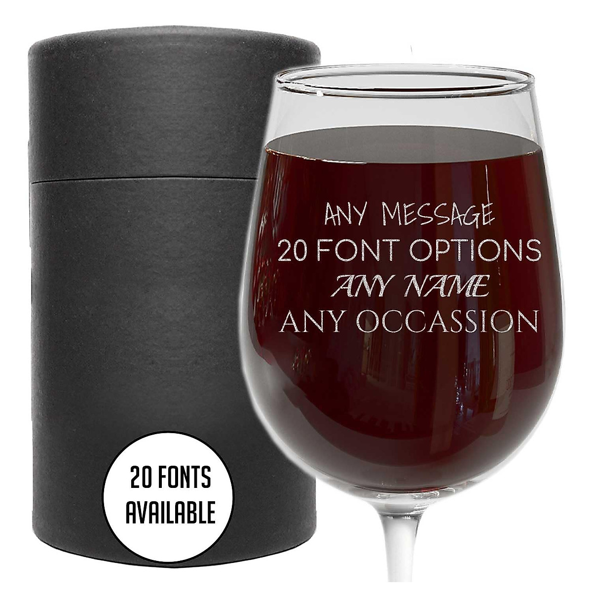 Personalized Stemmed Wine Glass -16oz Etched Wine Glass – Custom Wine Gifts for Women, Customized Engraved Wine Lover Gifts for Her, Birthday, Mother's Day Gift, Mom, Girlfriend - Your Text Here