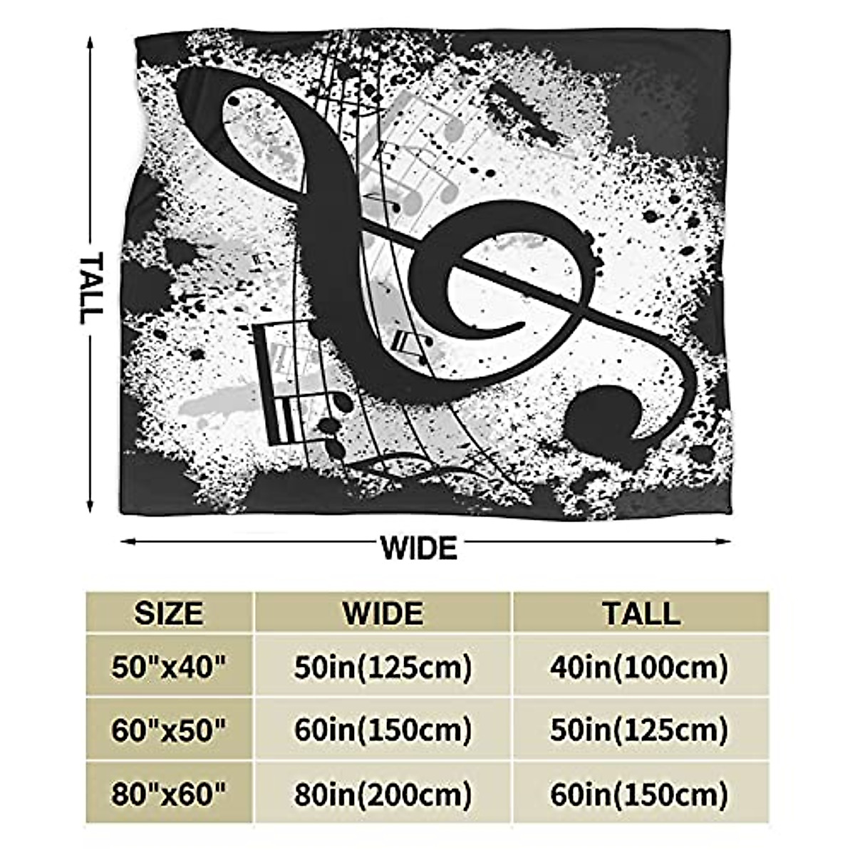 Throw Blanket Music Note Soft Microfiber Lightweight Cozy Warm Blankets for Couch Bedroom Living