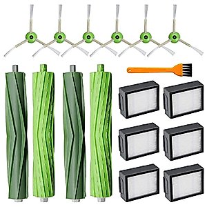 Replacement for iRobot Roomba i7 i7+ i7 Plus E5 E6 E7 Parts Kit - Replenishement Vacuum Cleaner Accessories with 2 Set Multi-Surface Rubber Brushes, 6PCS HEPA Filters, 6 Edge-Sweeping Side Brushes