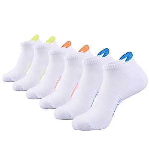 JOYNÉE Mens Ankle Low Cut Athletic Tab Socks for Men Sports Comfort Cushion Sock 6 Pack,White,Sock Size 10-13