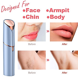 LAIKME Facial Hair Remover, Removal Shaver for Women, Rosarden USB Rechargeable IPX6 Waterproof Eyebrow Face Razor Trimmer for Lips, Body, Arms, Mustaches, Fuzz and Chin (Blue)