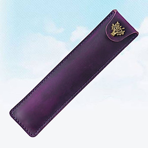 NUOBESTY Leather Pen Pouch Single Pen Case Holder Fountain Pen Pouch Soft Pen Sleeve Cover Durable Pen Case Desk Supplies (Purple)