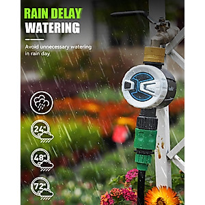 RAINPOINT Bluetooth Hose Timer with Brass Inlet,Smart Water Timer for Garden Hose,Sprinkler Timer with Rain Delay/Manual/Auto Watering, App Control
