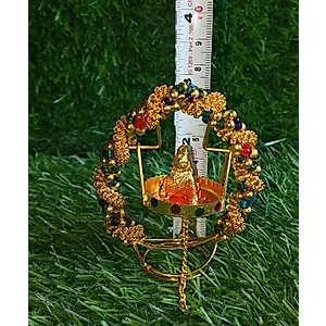 Bricker Metal Decorative Small Jhula with Mini Laddu Gopal Showpiece for Temple, Home-Office Decor & Car Dashboard (Small_3 inch)
