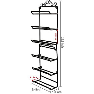 MyGift Wall Mounted Matte Black Metal Wine Rack with Vintage Scrollwork Design, Hanging 6 Bottle Wine Holder Display Rack, 2 Piece Set