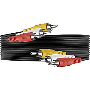 GE Composite Audio/ Video Cable, 6 ft. RCA Style Plugs 3-Male to 3-Male, Low Loss, for TV, VCR, DVD, Satellite, and Home Theater Receivers, 23216