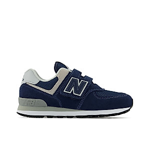 New Balance Boy's 574 Core Hook and Loop Sneaker, Navy/White, 1.5 Little Kid