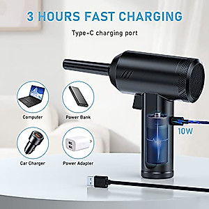 Aluan Compressed Air Duster, 83000RPM Powerful Cordless Dust Blower Stepless Speed 7800mAh Rechargeable Keyboard Cleaner Reusable Electric Air Duster, Replace Compressed Air Cans