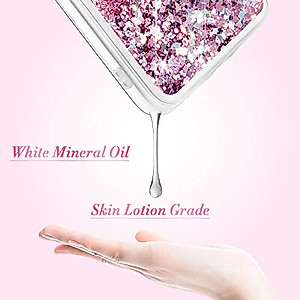 Caka Glitter Case for iPhone 6/6S/7/8 (4.7") with Tempered Glass Screen Protector - Floating Sparkle Liquid TPU - Rose Gold