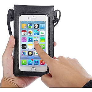 RARITYUS Multi-Layer Mini Crossbody Cell Phone Pouch Purse PU Leather Shoulder Bag with Touch Screen Window for Women Girls