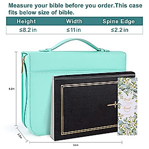 Bible Cover Case for Women with a Matched Bookmark Floral PU Leather Bible Cover Bag with Pockets and Zipper for Standard and Large Size Study Bible 10.8"x7.8"x2"