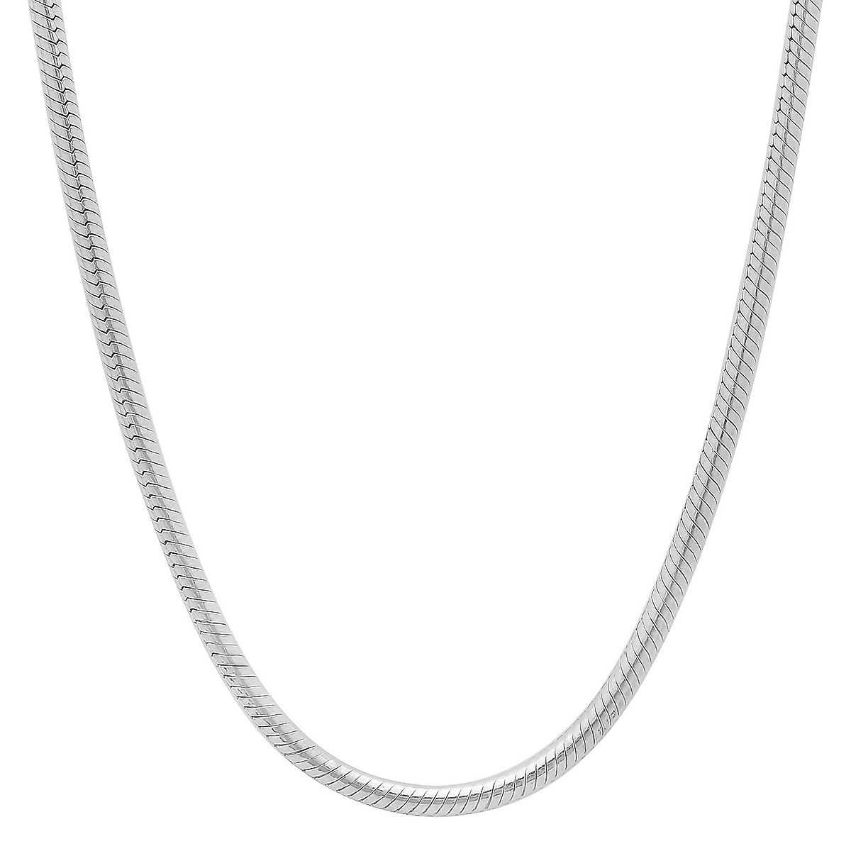 3mm Solid .925 Sterling Silver Round Snake Choker Chain Necklace, 18 inches