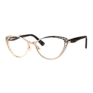 PASTL Womens Reading Glasses Magnified Readers Cateye Spring Hinge Rose Gold +2.25