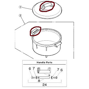 Mnem Rice Cooker Handle Assembly, for 55 Cup gas Rice Cookers, Fits Rinnai 55 cup rice cookers, matches RR77-3574 and RR77-4562., black