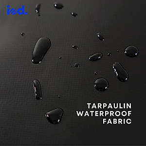 iod 15L Weatherproof Backpack with Zipper & Magnetic Fastener - Tarpaulin Bag with Adjustable Backpack Straps (Yellow with dark blue straps)