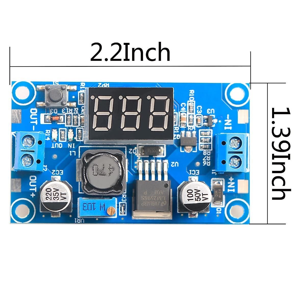 LM2596 Buck Converter 4-40V to 1.25-37V DC to DC Converter Adjustable Voltage Regulator with LED Voltmeter Display, Pack of 4Pcs