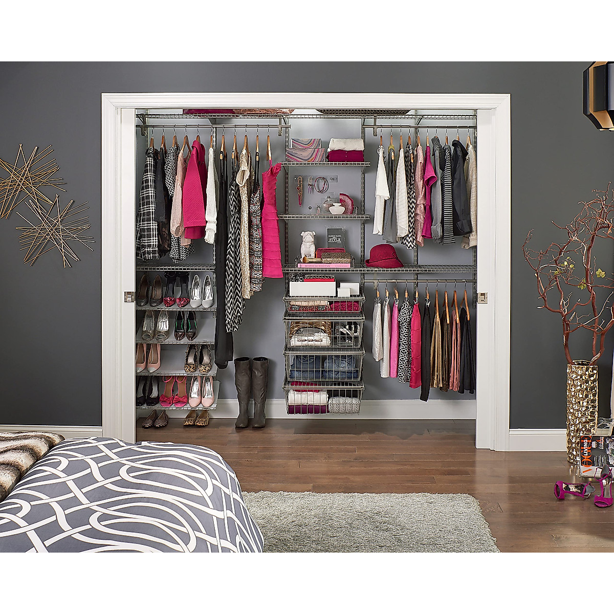 ClosetMaid SuperSlide Adjustable Hanging Closet Rod from 2 to 4 ft. for Closet Organizer Systems, Nickel Finish