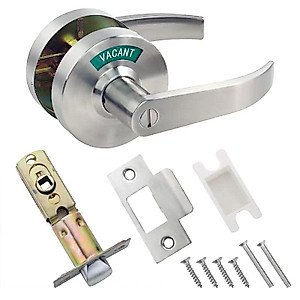 MuteX Extra Large Bathroom Privacy Lever Lock with Large Inuse or Vacant Indicator for Men Women Restroom, ANSI Grade2 Commercial Grade, Perfect for Professional Office Buildings, Matte Black