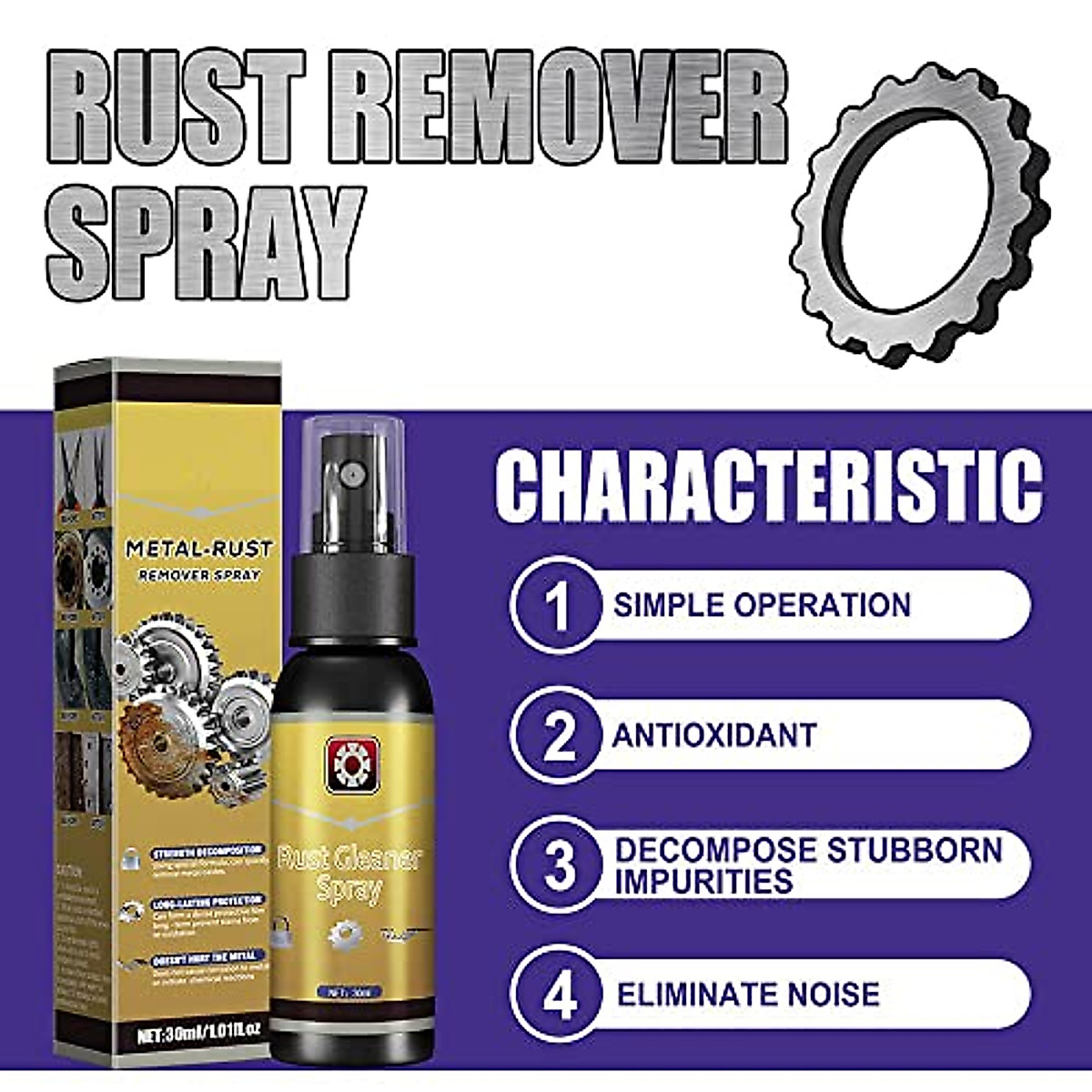 Stainout Boat Rust Remover, Multi-Purpose Rust Inhibitor Derusting Spray, Rustout Instant Remover Spray, Rust Remover Inhibitor Derusting Spray Car Maintenance Cleaning Tool (100ML-3PCS)