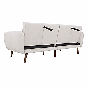 Novogratz Brittany Sofa Futon, Premium Linen Upholstery and Wooden Legs, Grey Linen