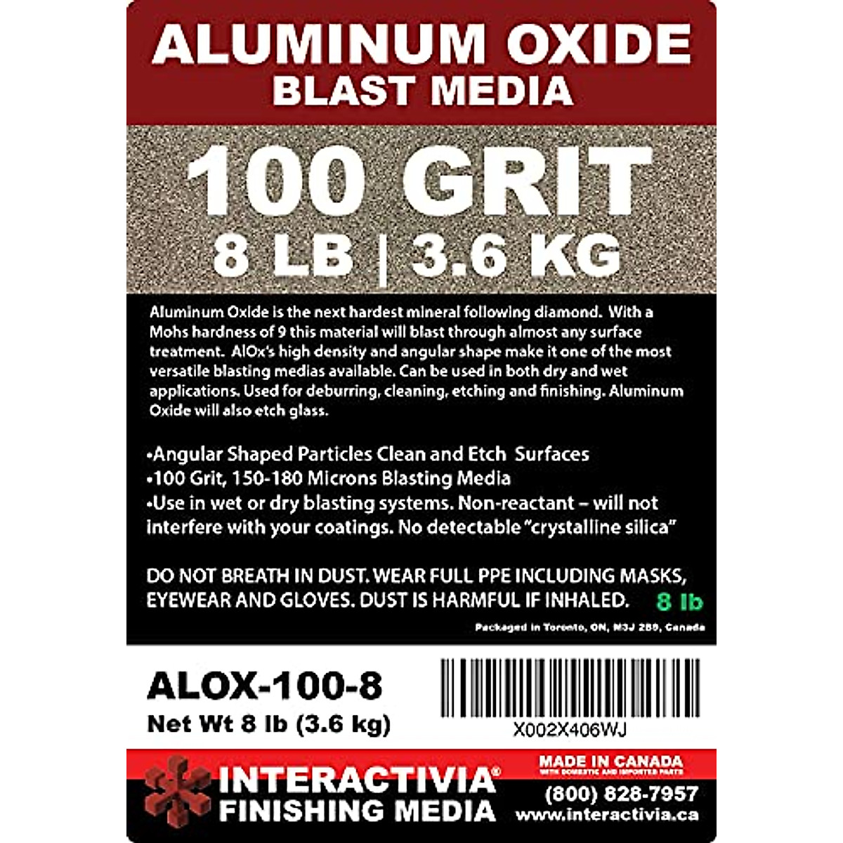 #100 Aluminum Oxide - 8 LBS - Medium Sand Blasting Abrasive Media for Blasting Cabinet and Blasting Guns.