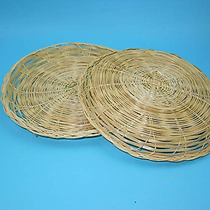 4 pcs Brown Wicker Paper Plate Holders,10 inches，Paper Plate Holders Wicker Heavy Duty， Wicker Paper Plate Holder，Paper Plate Holders Bamboo，Paper Plate Holders Reusable